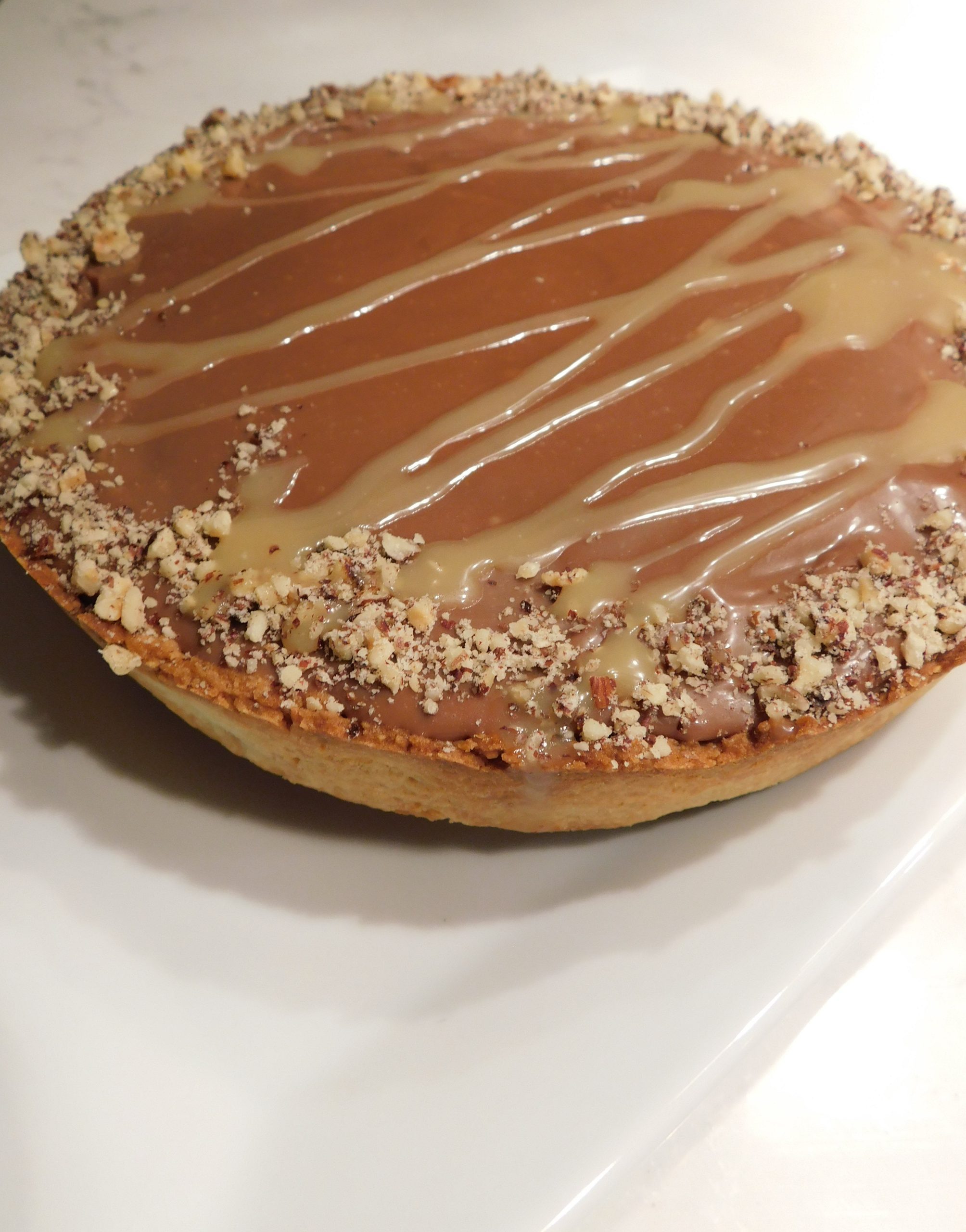 Chocolate Hazelnut Caramel Tart - Kitchen Foliage